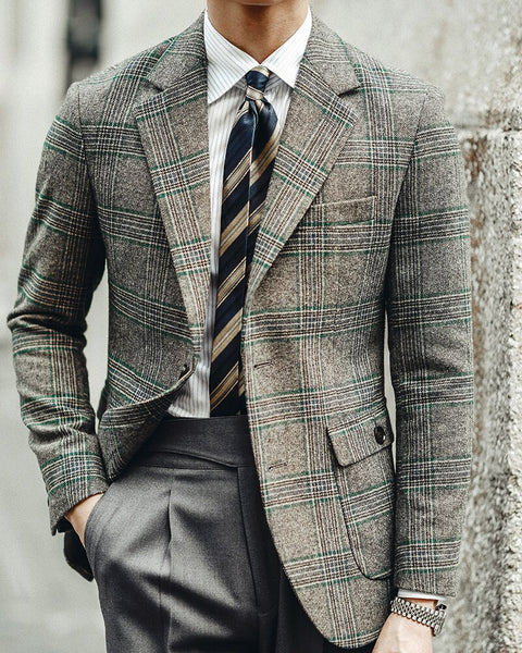 Americana Hombre Wool Blend Suit Mens Business Versatile Luxury Casual ...