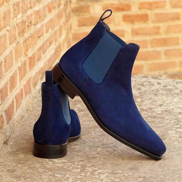 Chelsea Boots Men Blue Faux Suede Classic Fashion Business Casual Men ...